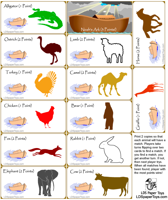 Noah’s Ark Memory Game – LDS Paper Toys
