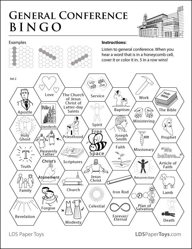 General Conference BINGO – LDS Paper Toys
